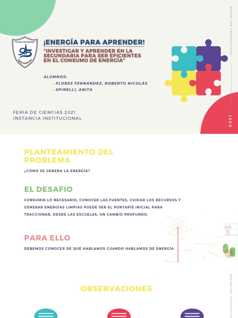 Feria de Ciencias Educación Presentación | PDF | Desarrollo energético ...