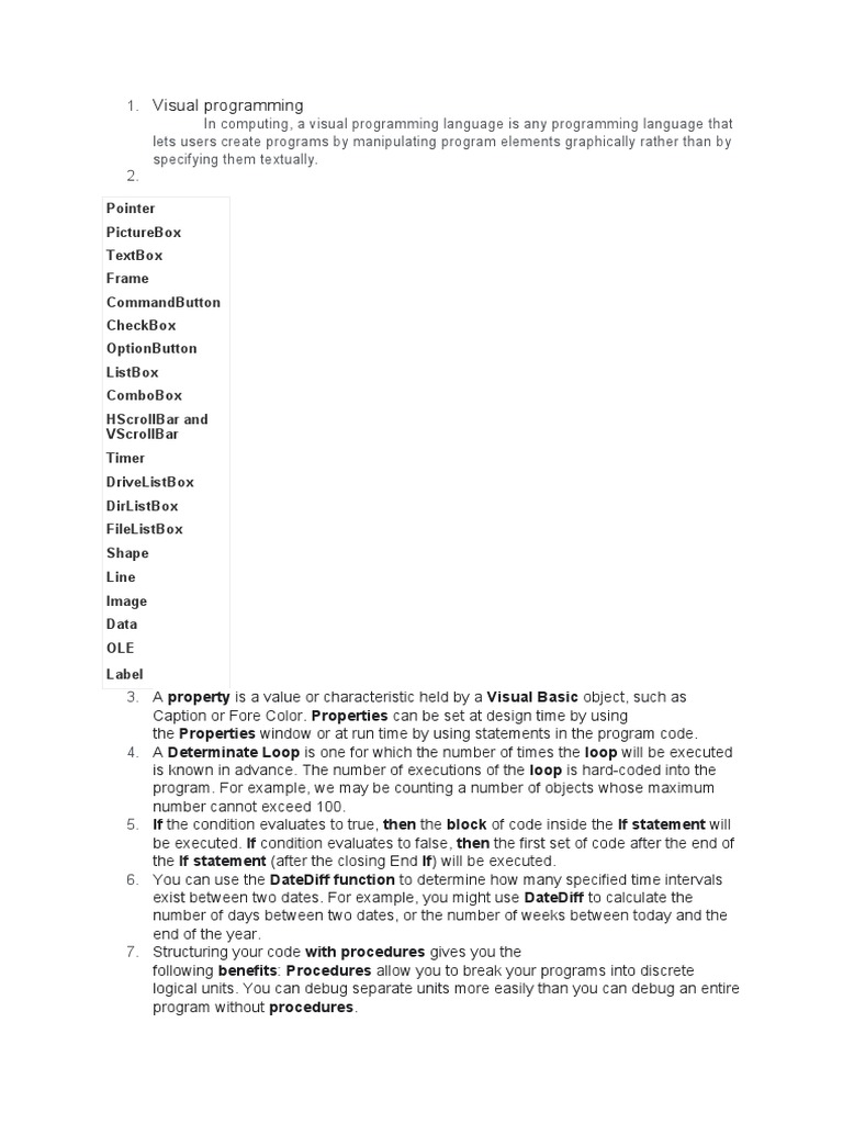 Visual Programming | PDF | Control Flow | Data Type