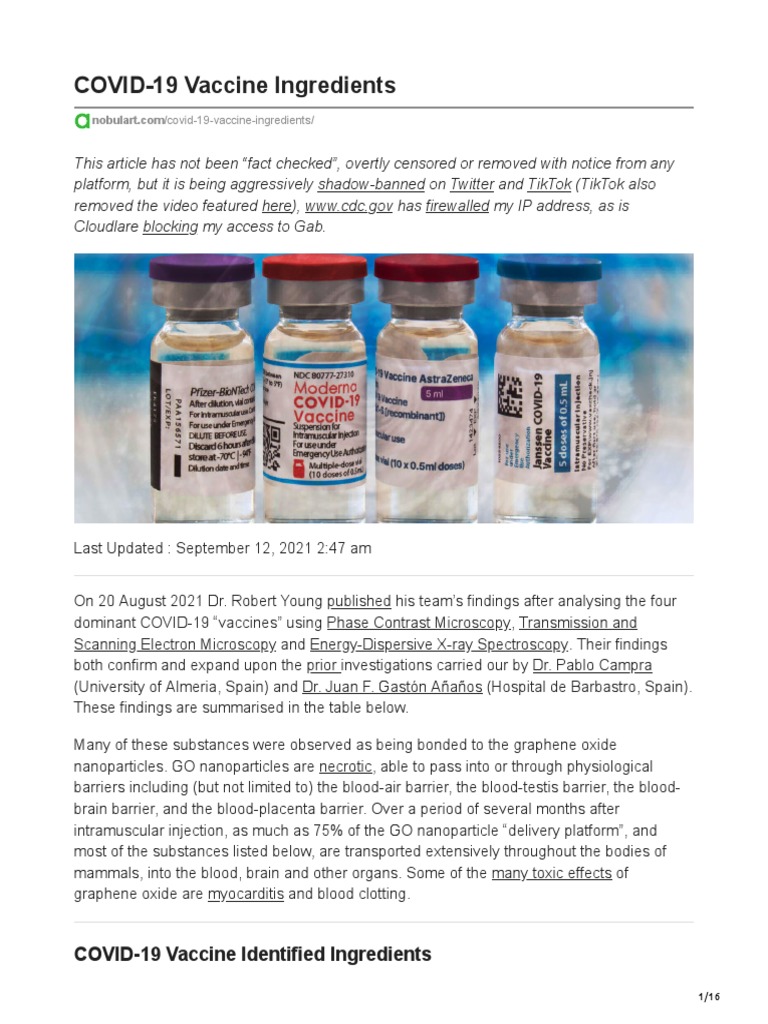 COVID-19 Vaccine Ingredients | PDF | Chromium | Iron