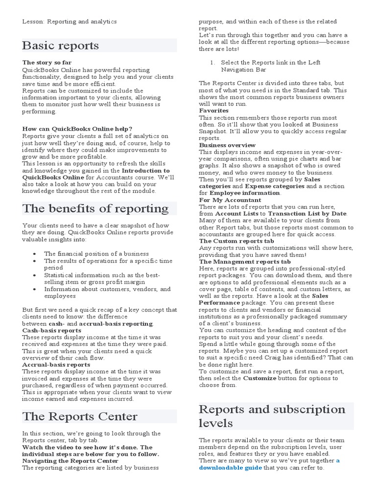 Reporting and Analytics | PDF | Income Statement | Balance Sheet
