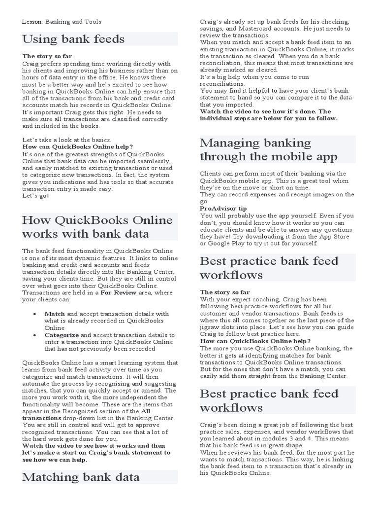 Banking and Tools | PDF | Quick Books | Financial Transaction