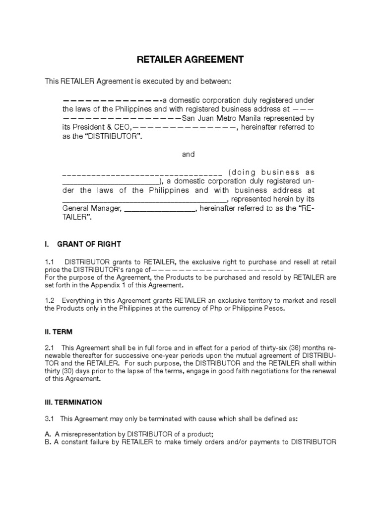 Local Retailer Agreement | Download Free PDF | Indemnity | Retail