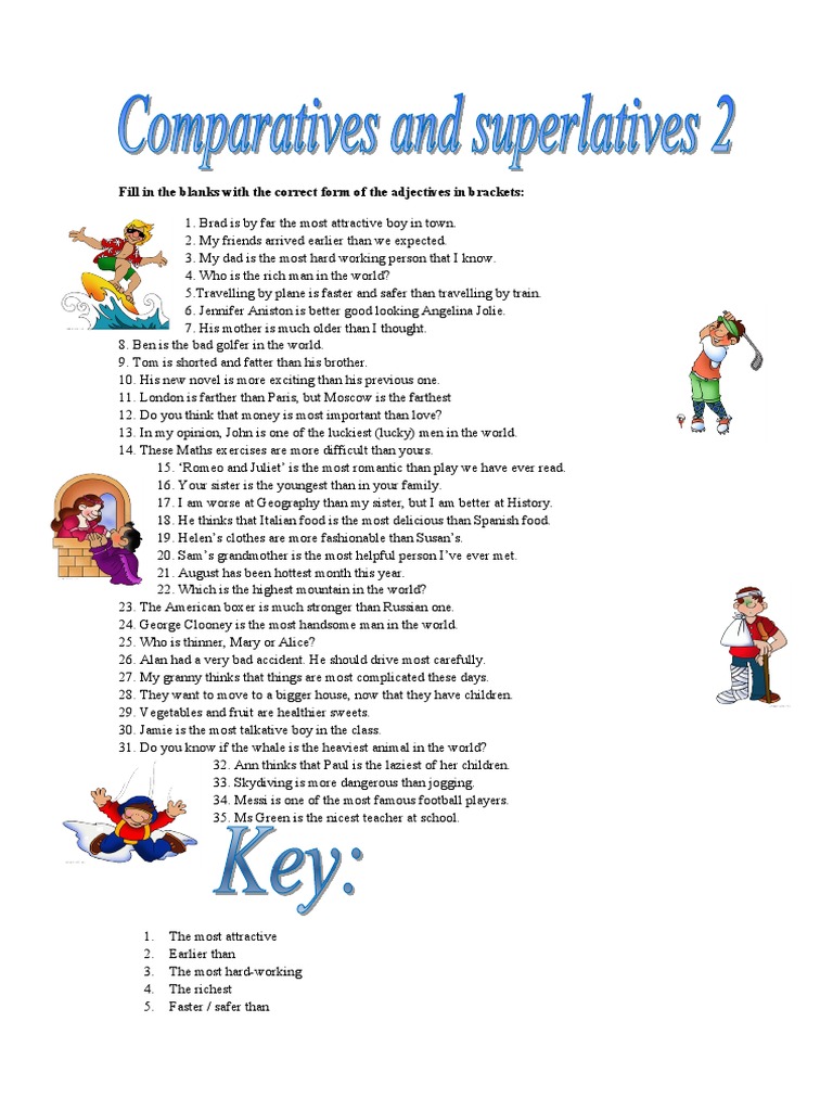 Fill in The Blanks With The Correct Form of The Adjectives in Brackets ...