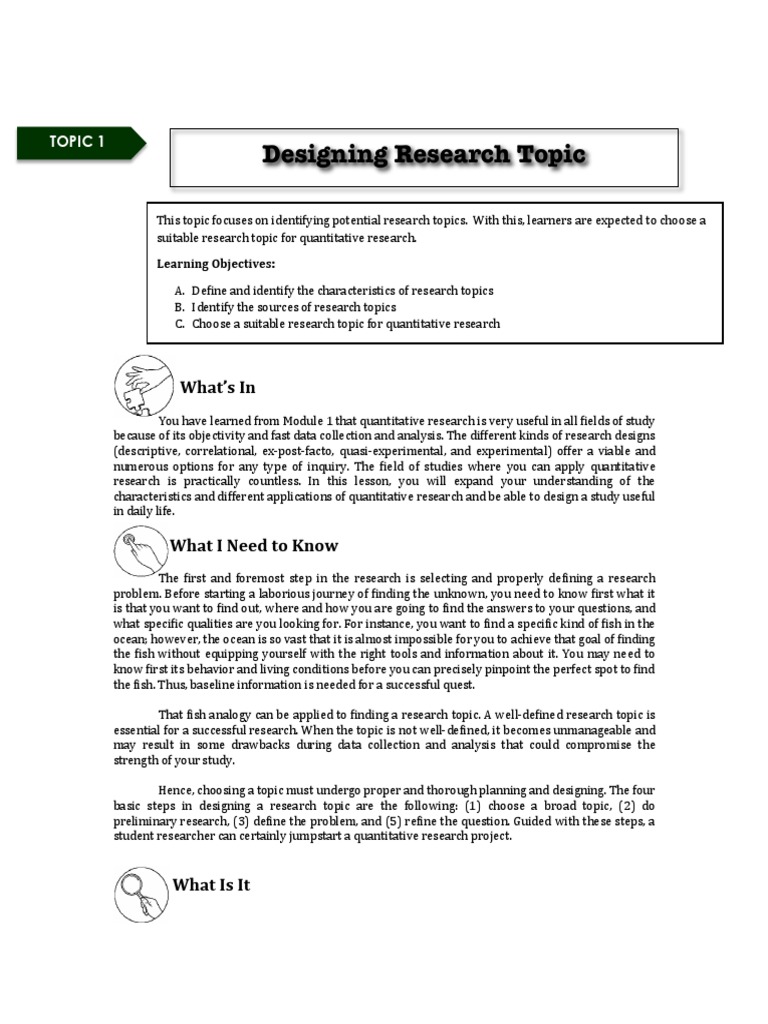 Designing Quantitative Research Topics | PDF | Word | Learning