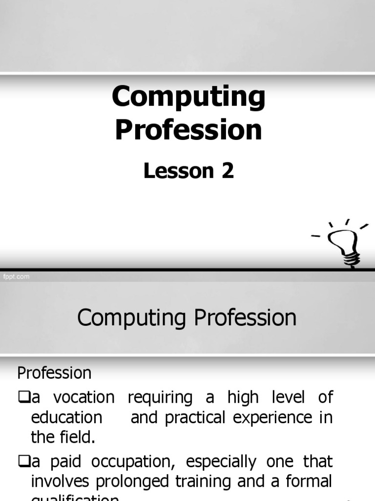 ITC Lesson 2 - Computing Profession | PDF | Computer Programming ...