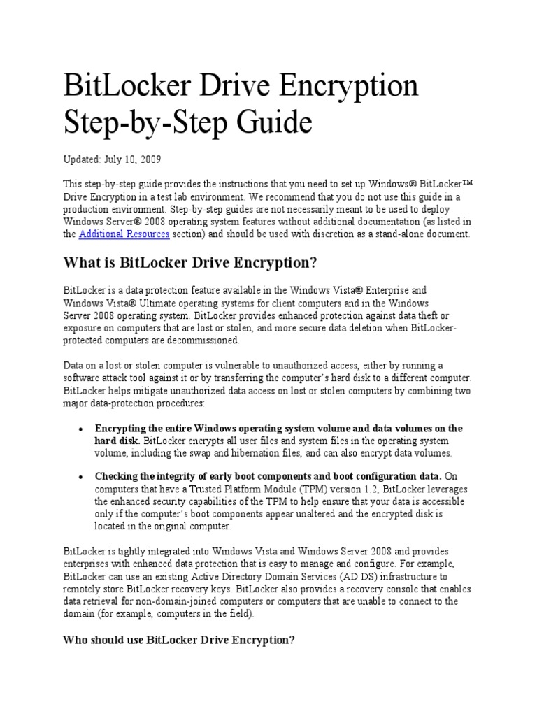 BitLocker Drive Encryption Step | PDF | Operating System | Cryptography
