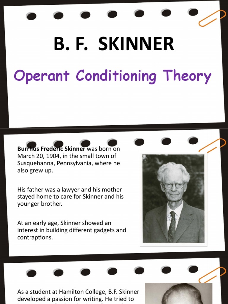 B. F. Skinner: Operant Conditioning Theory | PDF | Reinforcement ...