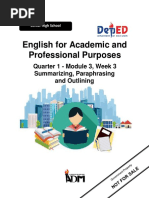 WEEK 3 EAPP Summarizing and Paraphrasing | PDF | Swot Analysis