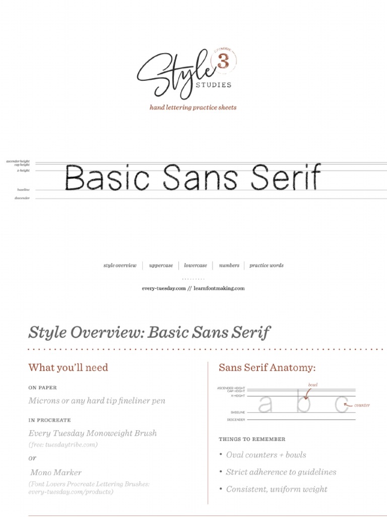 Sans Serif Printable Practice Sheets | PDF