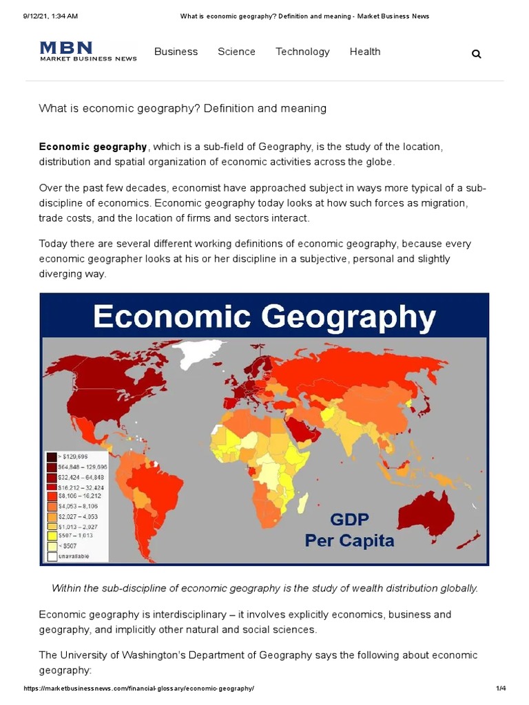What Is Economic Geography - Definition and Meaning - Market Business ...