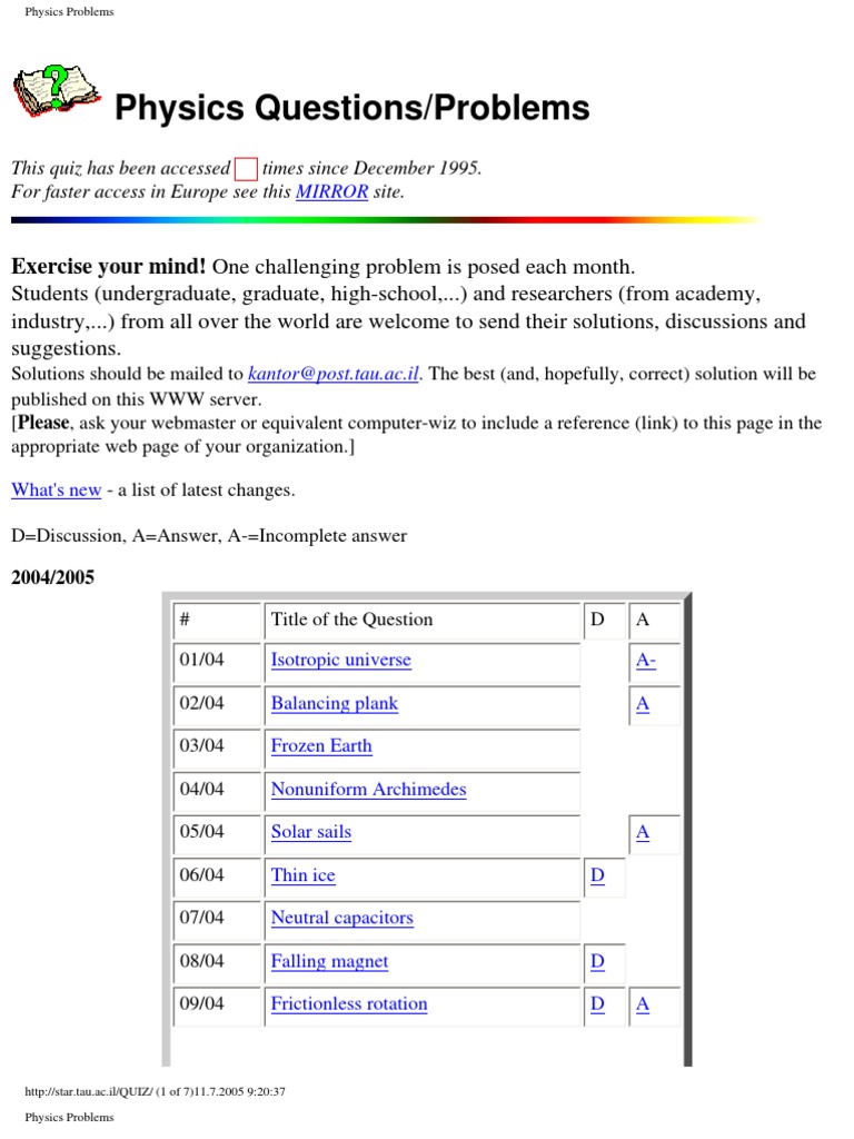 Monthly Physics Problem Challenges | PDF | Gravity | Force