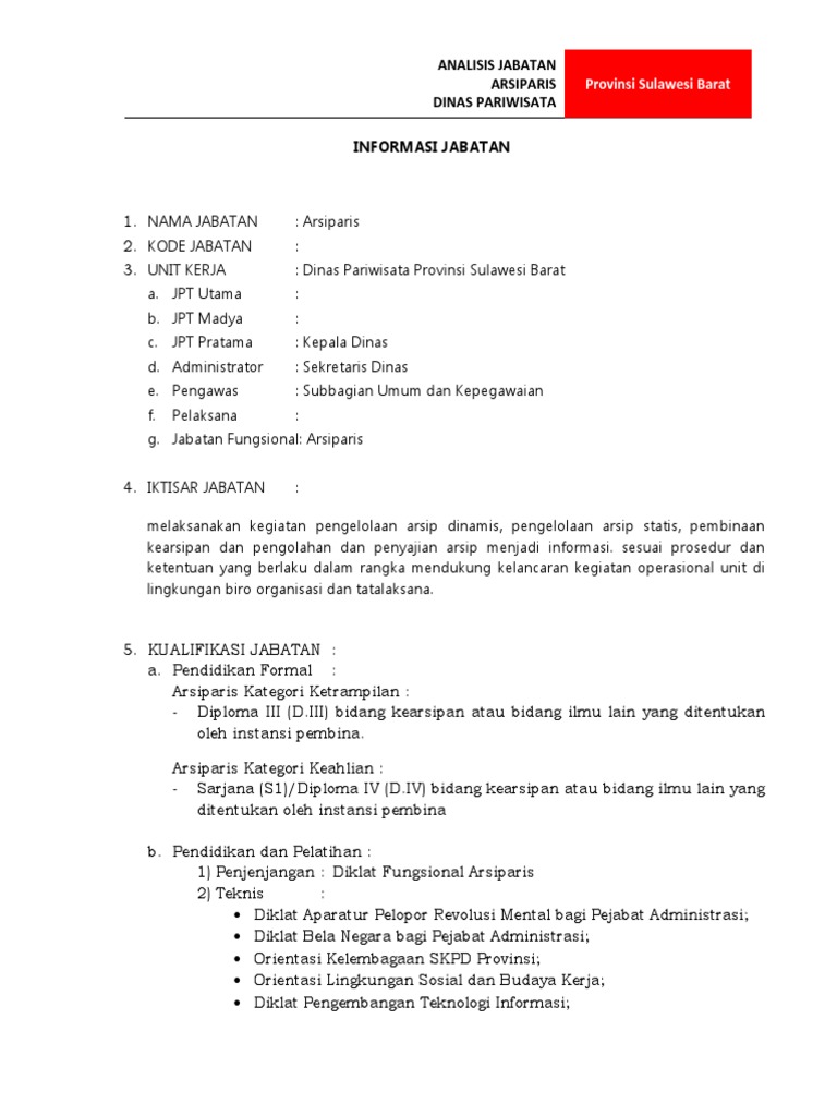 Anjab Jafung. Arsiparis | PDF