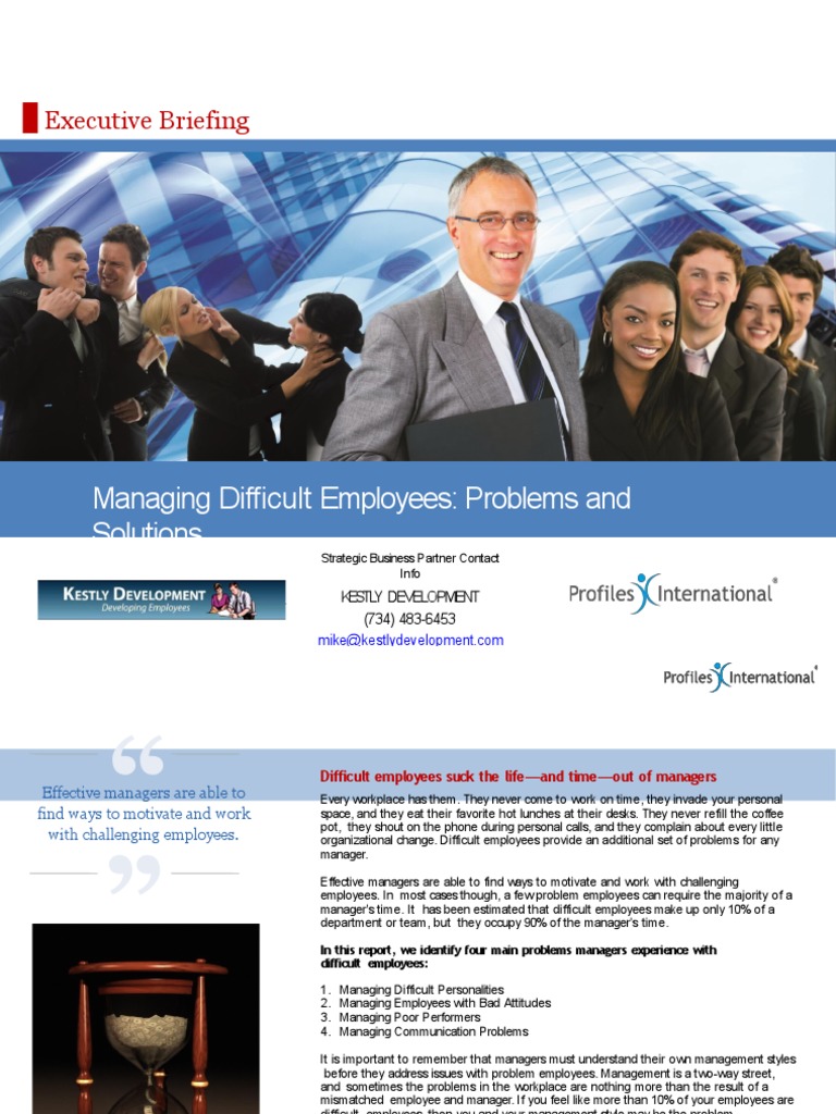 Managing Difficult Employees: Problems and Solutions: Executive ...