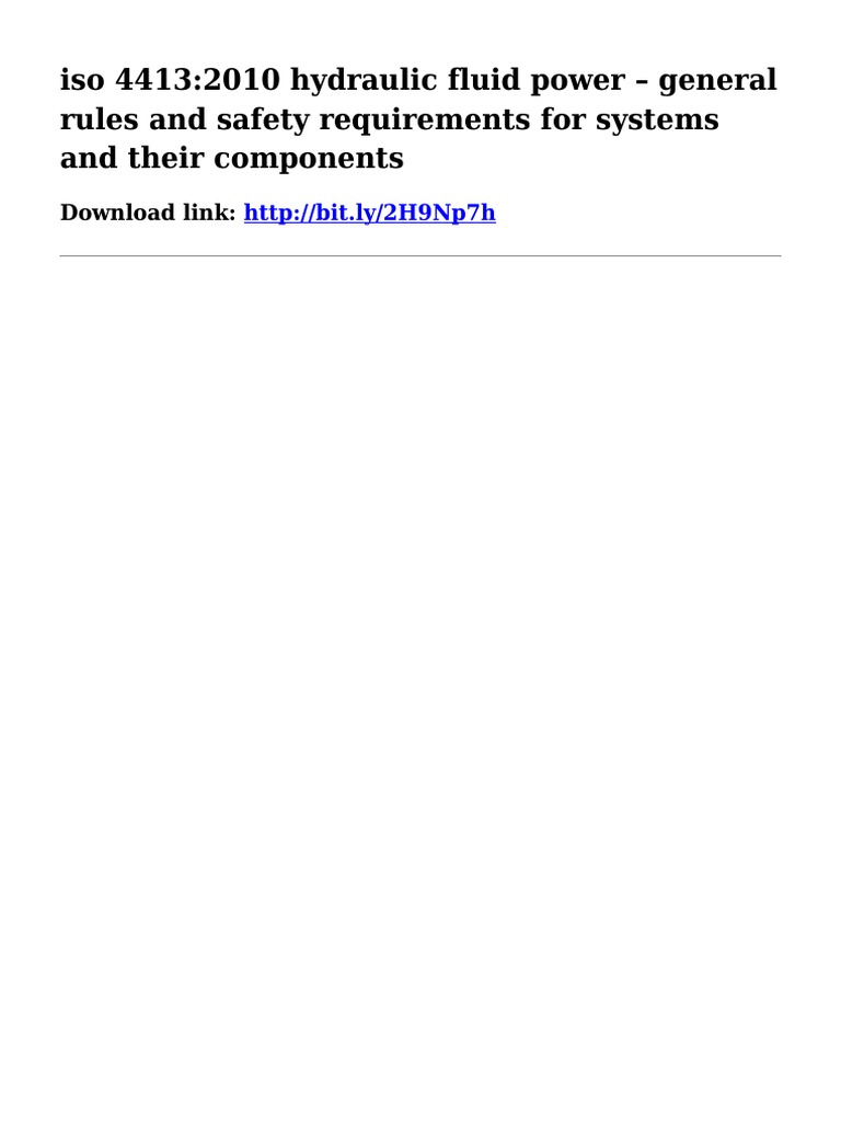 Iso 4413 2010 Hydraulic Fluid Power General Rules and Safety ...