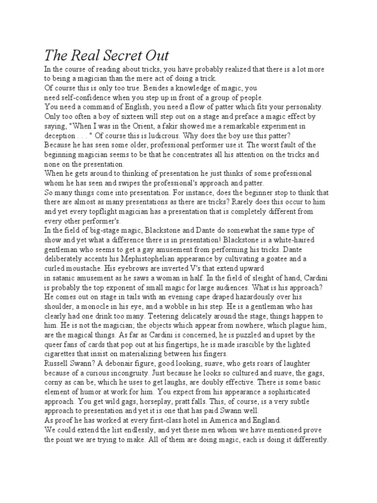 The Real Secrets Out | PDF | Magic (Illusion)