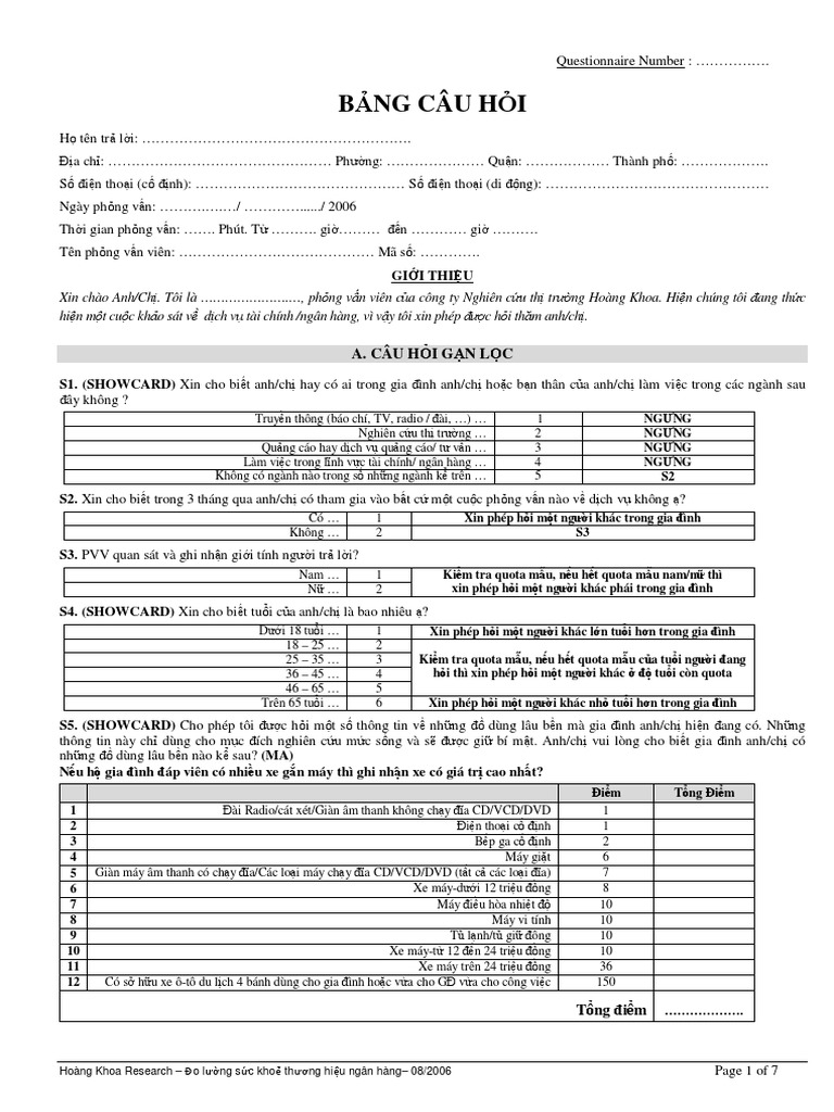 BCH 8 - Brand Check 2006 - Ques | PDF