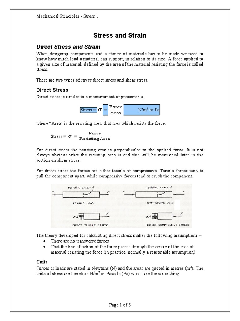 Stress and Strain 1 | PDF | Deformation (Engineering) | Stress (Mechanics)