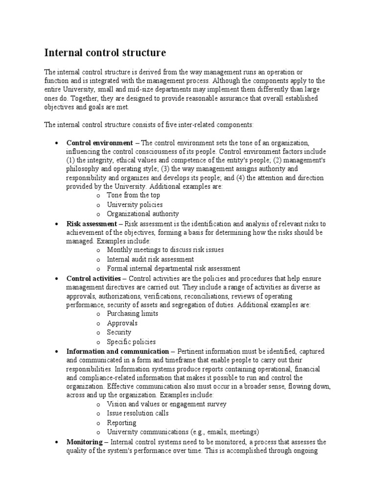 Internal Control Structure | PDF | Internal Control | Business