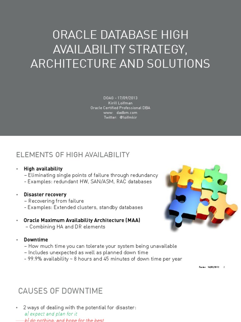 Oracle Database High Availability Strategy, Architecture and Solutions | PDF | Computer Science ...