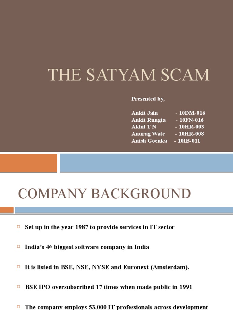 The Satyam Scam Final | PDF | Forgery | Companies