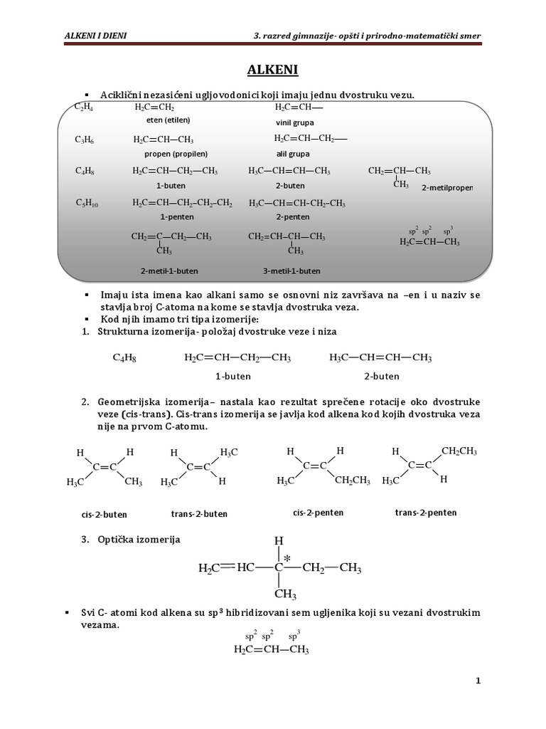 ALKENI I DIENI Lekcije | PDF