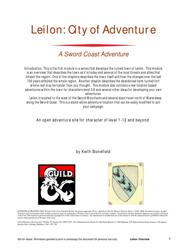 Leilon City of Adventure | Download Free PDF | Wizards Of The Coast ...