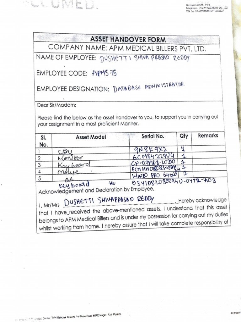 Asset Declaration Form | PDF | Employment | Telecommuting
