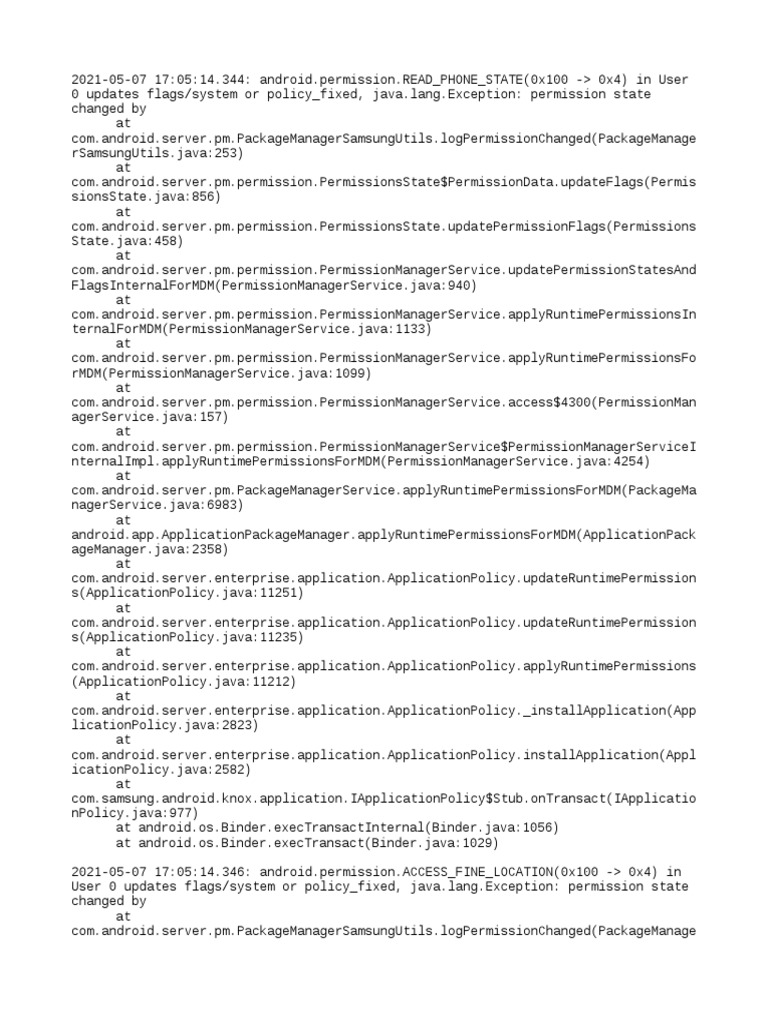 Perm Log | PDF | Android (Operating System) | Java (Programming Language)