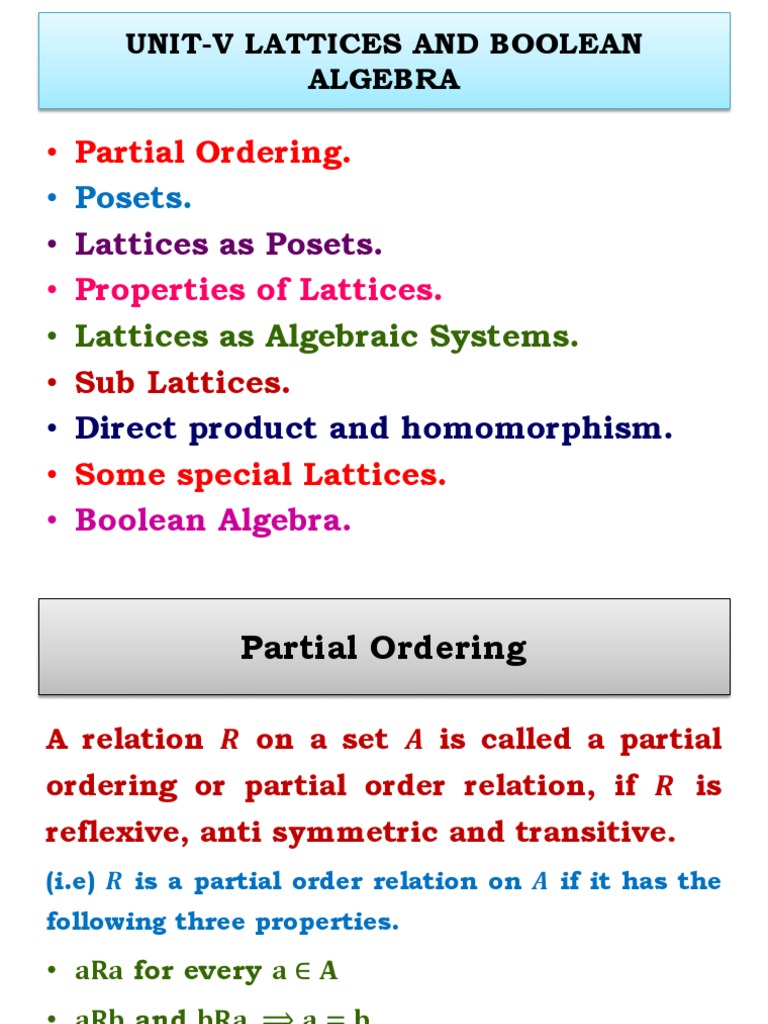 Understanding Lattices and Boolean Algebra through Partial Orderings and Hasse Diagrams | PDF ...