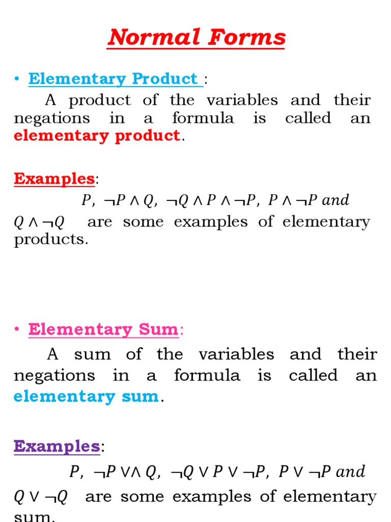 Normal Forms: Elementary Product | PDF | Boolean Algebra | Teaching ...