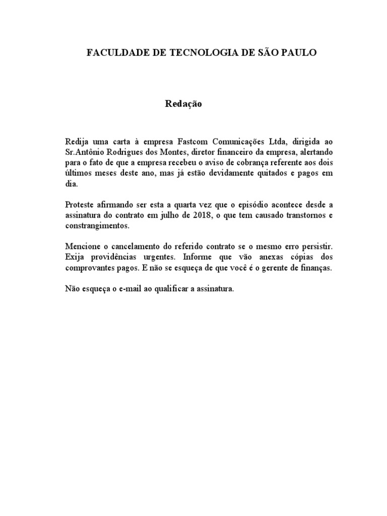 Carta Comercial - Fastcom | PDF