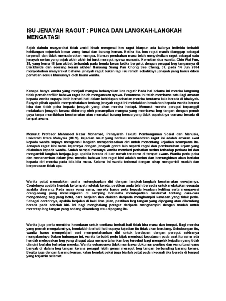 Isu Jenayah Ragut | PDF