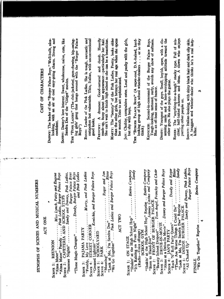 Grease Libretto | PDF