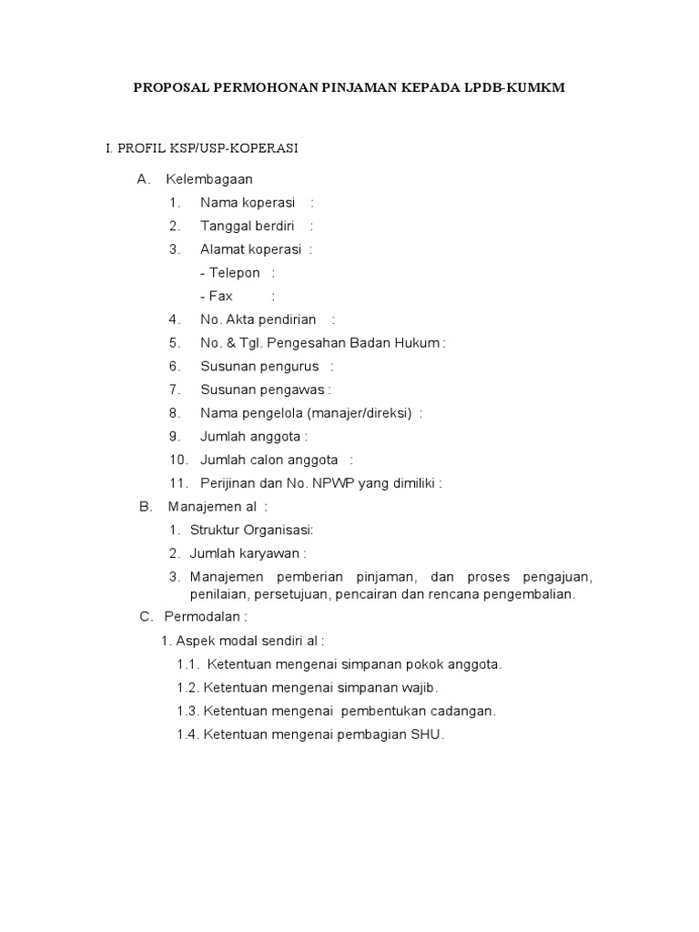 Proposal Koperasi Simpan Pinjam | PDF