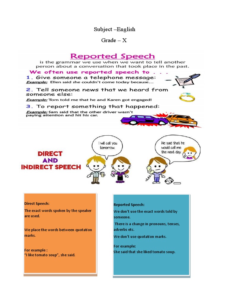 Reported Speech Grade 10 | PDF | Question | Sentence (Linguistics)