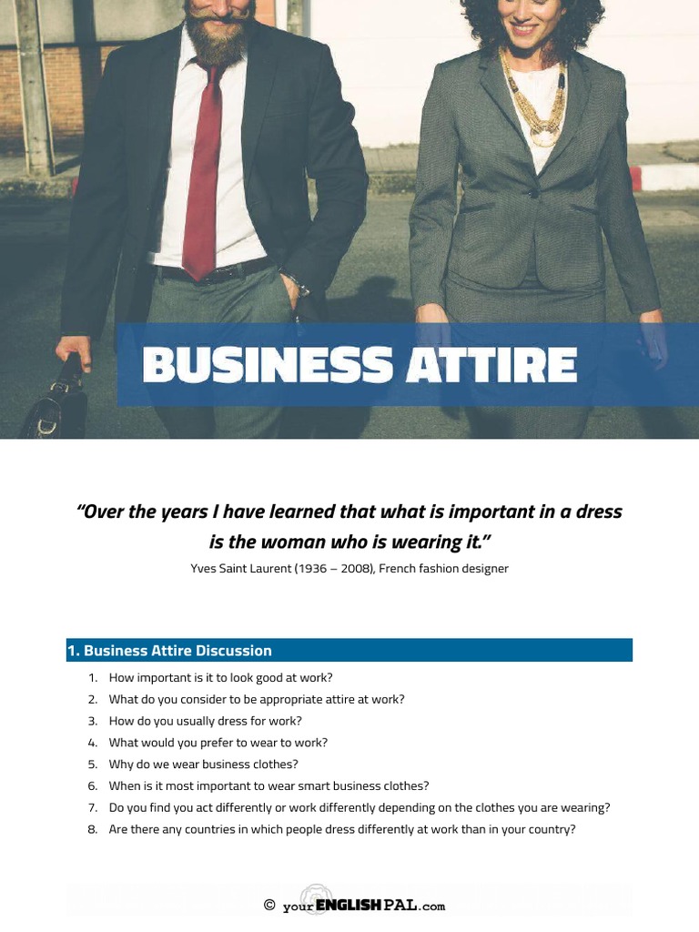 Your English Pal Business English Lesson Plan Business Attrire v1 | PDF ...