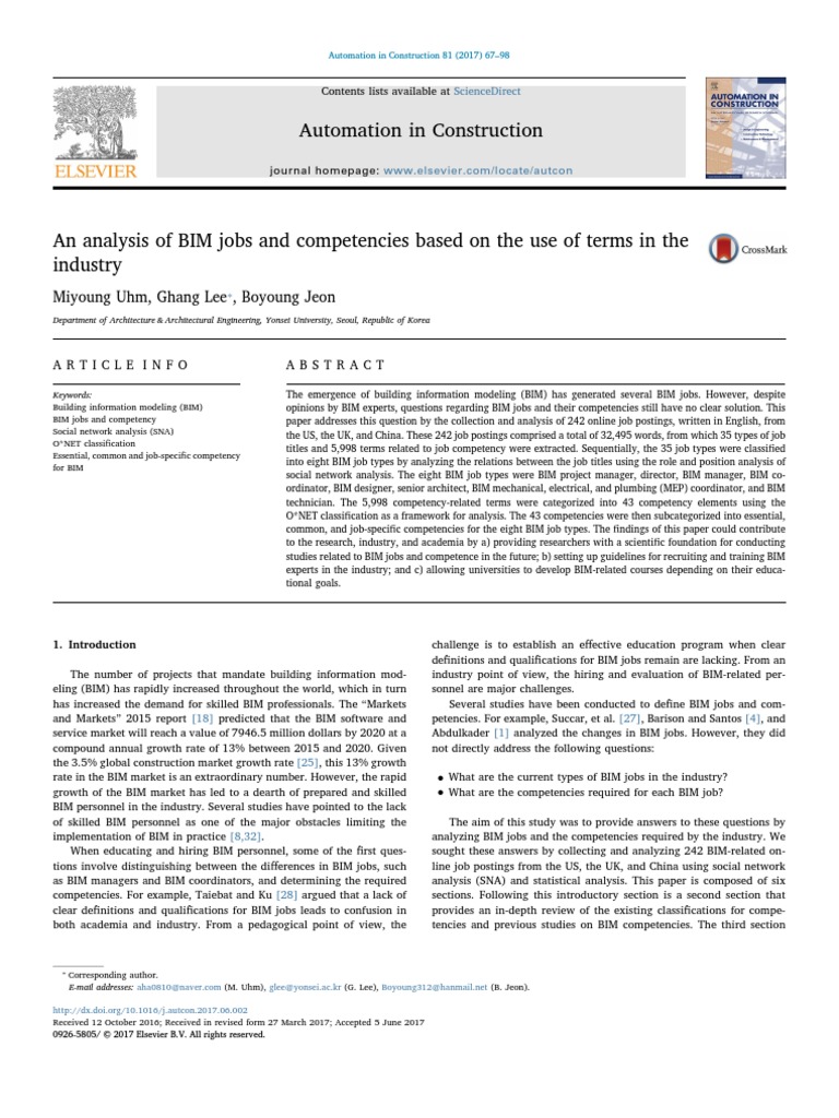 (POSITION BIM) 2017-Uhm-An Analysis of BIM Jobs and Competenc | PDF ...