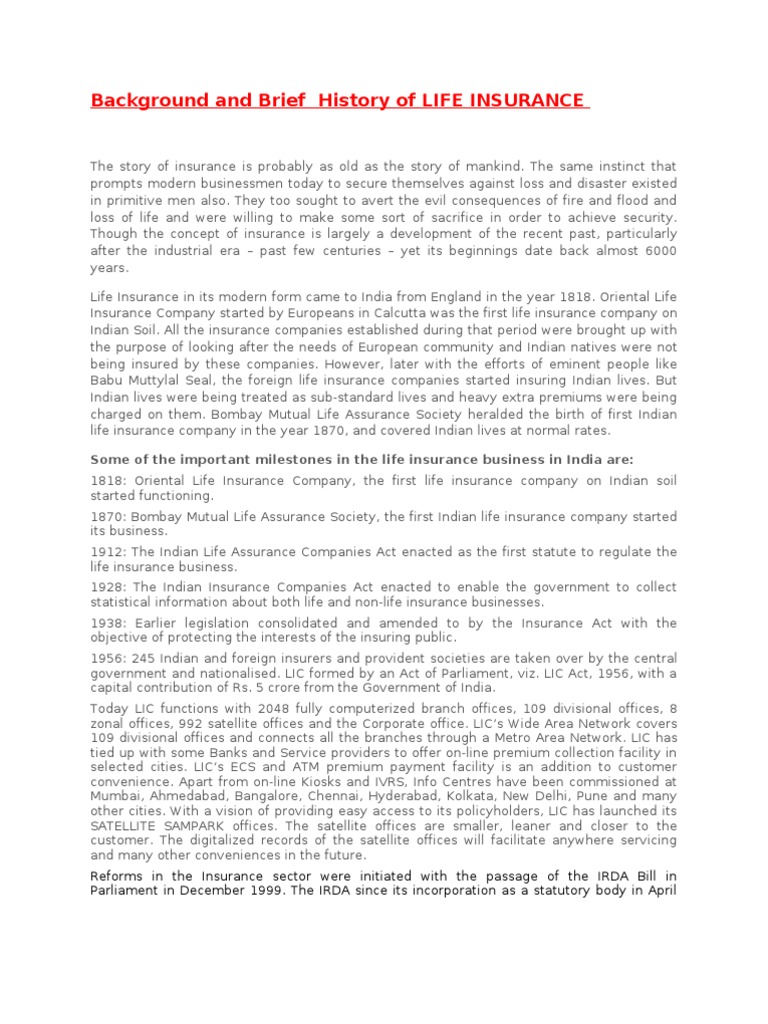 Background and History of LIC | PDF | Insurance | Service Industries