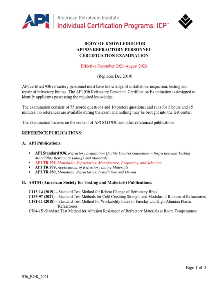 API 936 Exam Guide for Refractory Pros | PDF | Refractory | Test ...