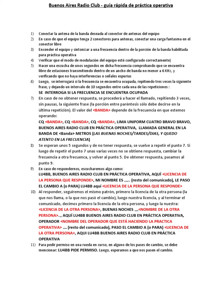 Práctica Operativa en Radio Club | PDF | Radio | Antena (Radio)