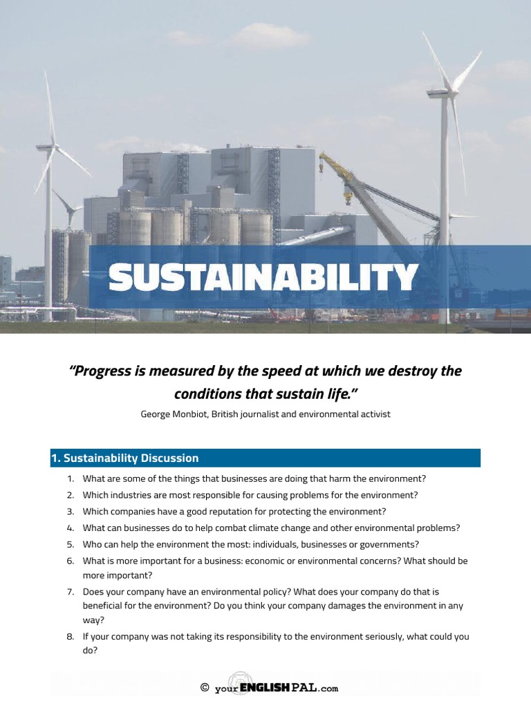 Your English Pal Business English Lesson Plan Sustainability v1 | PDF ...