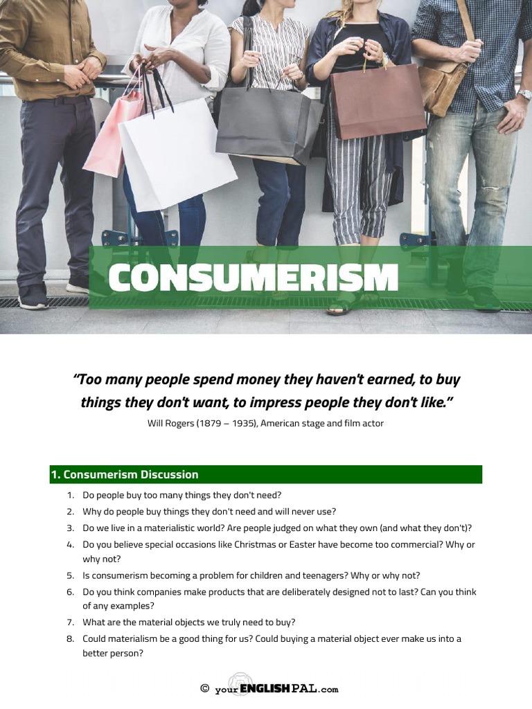 Your English Pal ESL Lesson Plan Consumerism Student v4 | PDF | Consumerism