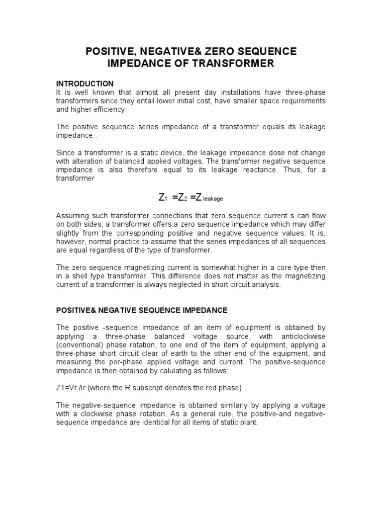 Sequence Reactance Manual | PDF | Transformer | Electrical Impedance