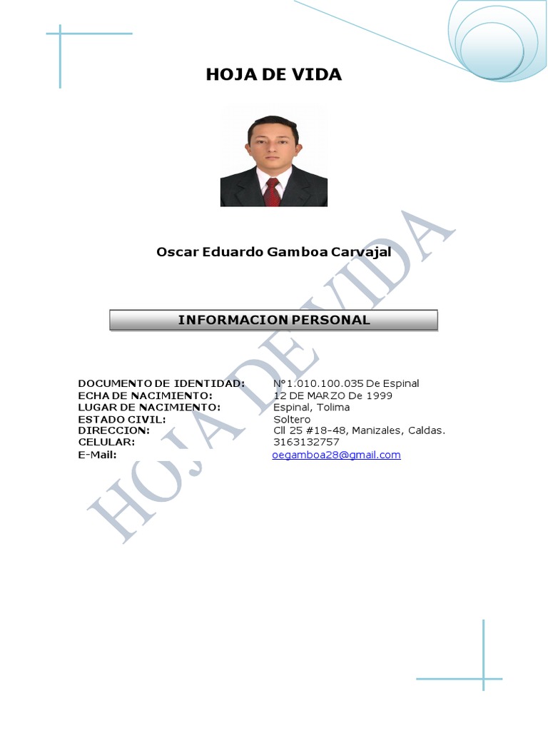 Hoja de Vida de Oscar Gamboa Carvajal | PDF | Ciencias sociales
