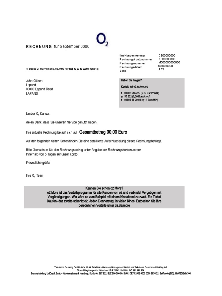Germany O2 Bill | PDF