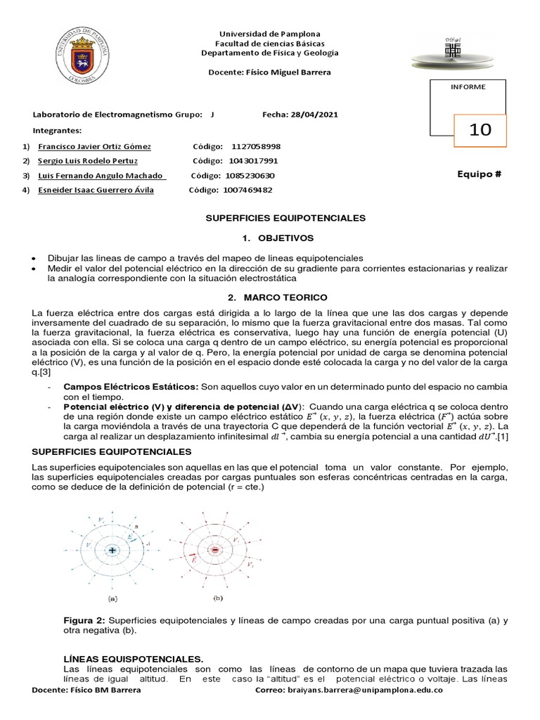 Pre-INFORME Superficies Equipotenciales | PDF | Electricidad | Condensador