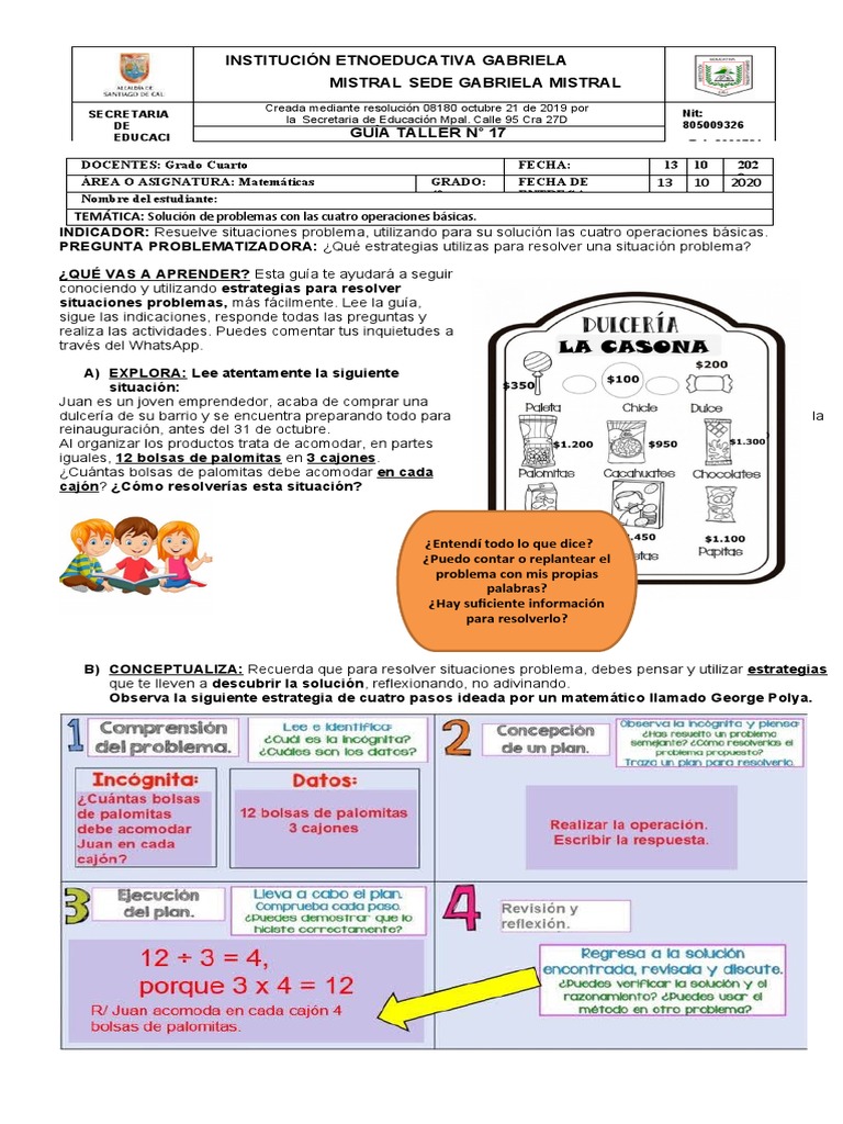 Solucionn de Problemas de 4 Operaciones Basicas | PDF | Código QR