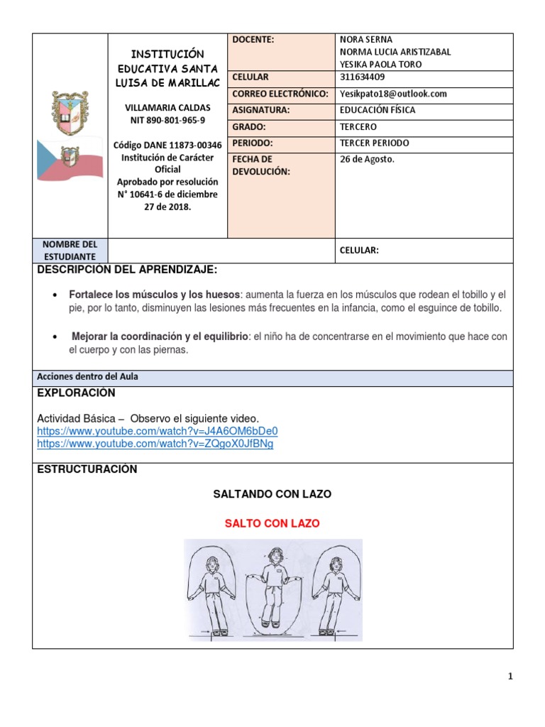 Ejercicios de Salto con Cuerda para Niños | PDF | Ejercicio físico ...