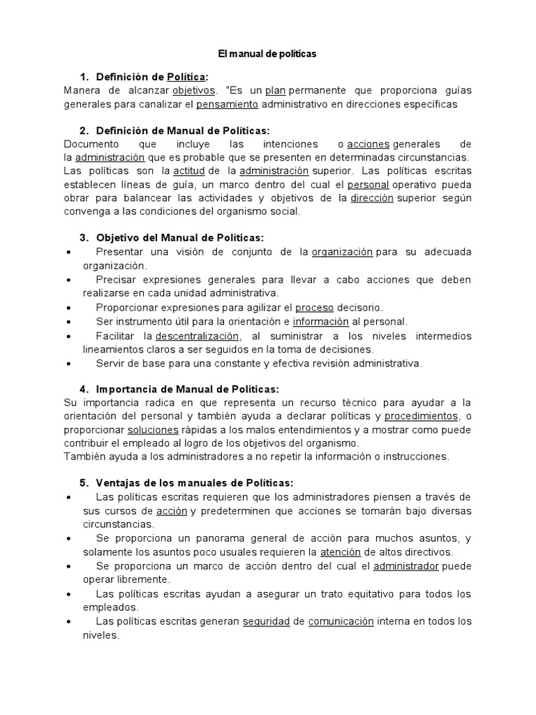 Manual de Políticas: Guía Completa | PDF | Toma de decisiones | Información