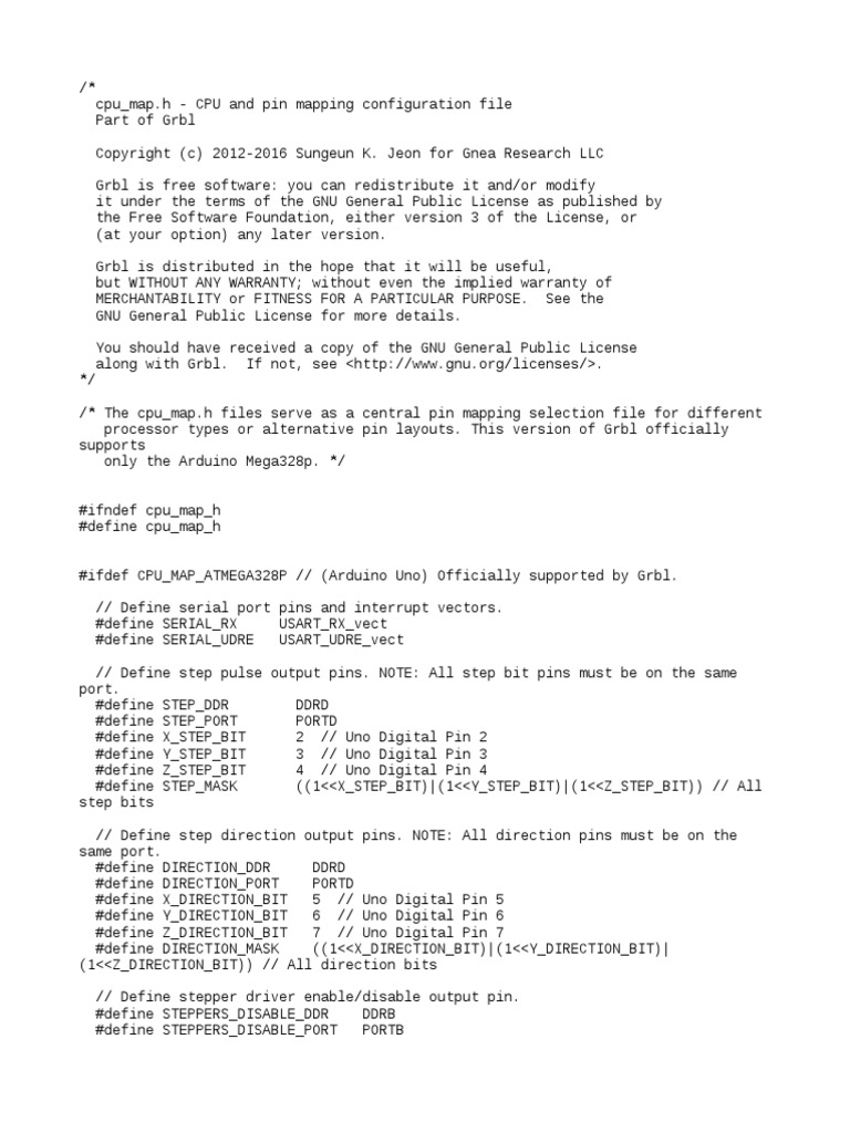 Mapa GRBL 1 1 H | PDF | Arduino | Free Software